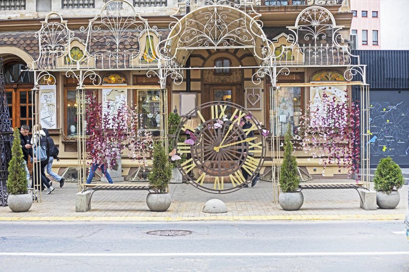 Round Street Clock in the Old Part of the City. Daylight Saving Time ...
