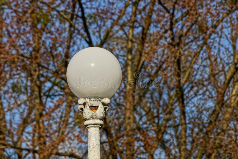 Round Street Lamp in the Spring Park Stock Photo - Image of post ...