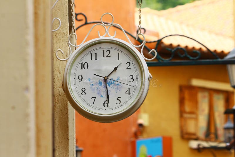 Round Street Watch Hanging on the Wall Stock Image - Image of ...