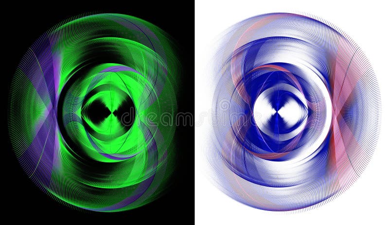 Round Striped Elements with Color Accents Rotate Quickly on White and ...