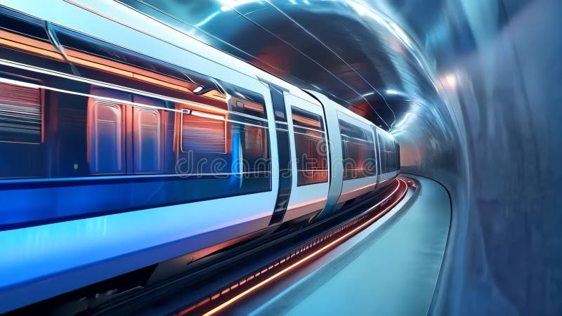 Round Subway Tunnel with Modern Train with Copy Space for Text Stock ...