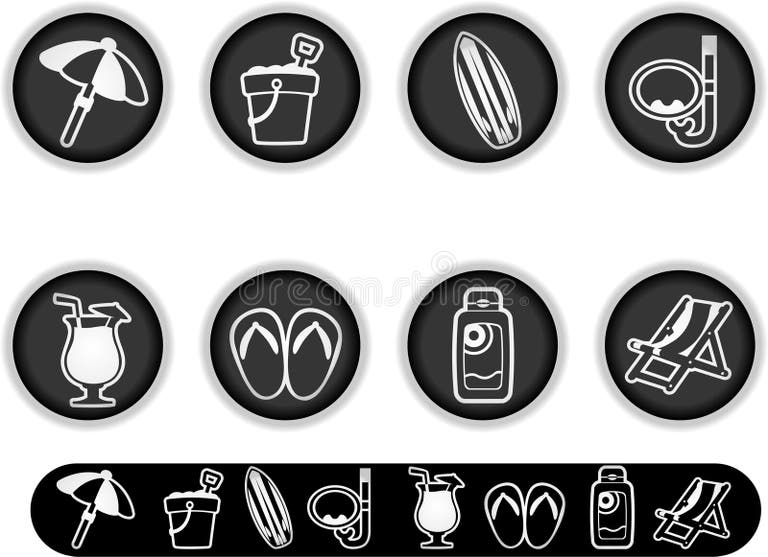 Illustrated Summer Vacation Object Icons Stock Illustrations – 3 ...
