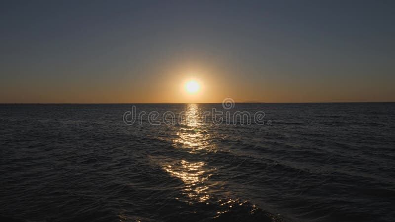 Round Sun on the Sea Horizon at Sunset. Sea Sunset. Stock Video - Video ...