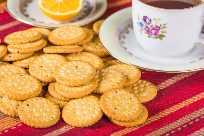 Round Sweet Biscuits with Poppy Seeds Eating Stock Photo - Image of ...