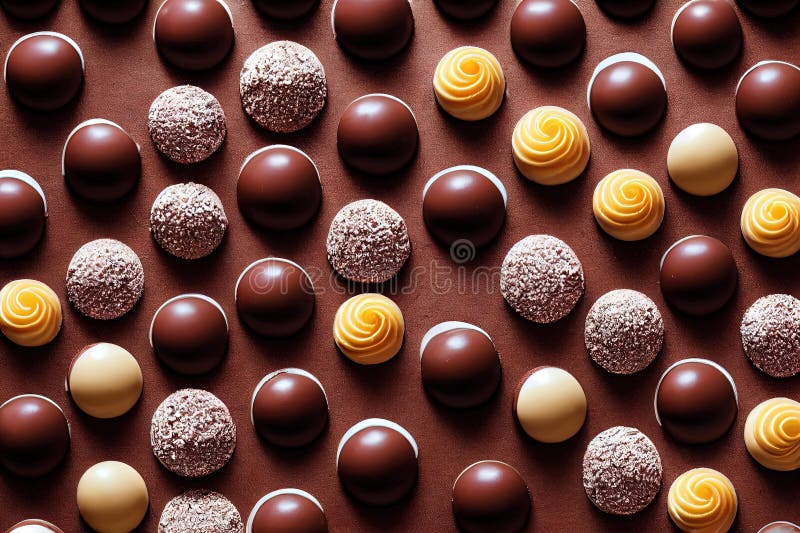 Round Sweets Made of Dark and White Chocolate with Coconut Chips and ...