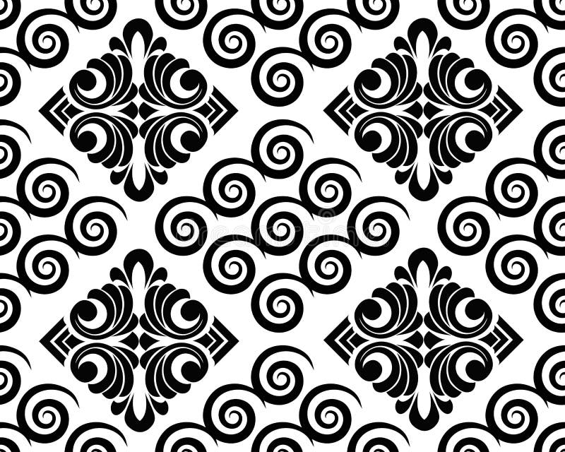 Round Swirl Pattern, Vector Seamless Background. Vector Vintage Baroque ...