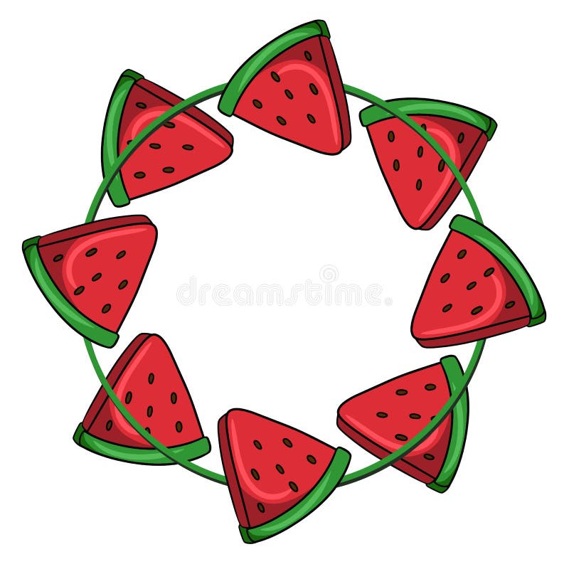 Round Symmetrical Frame, Triangular Pieces of Juicy Watermelon, Copy ...