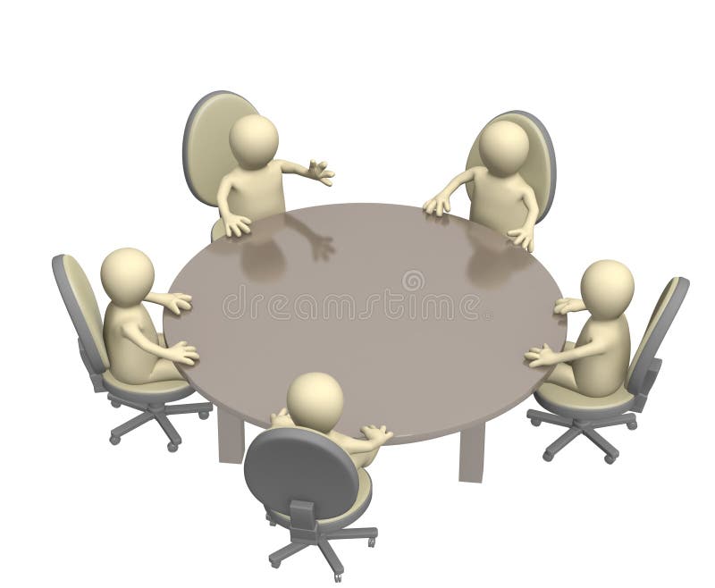 3d Small People - Session Behind a Round Table Stock Illustration ...