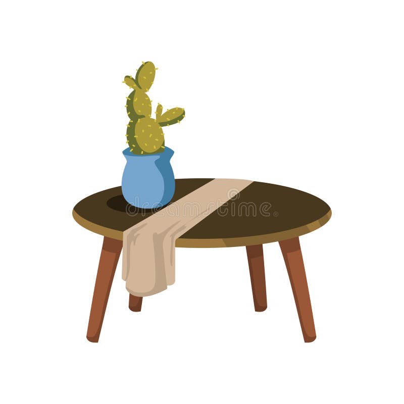 Round table with cactus stock vector. Illustration of home - 273101711