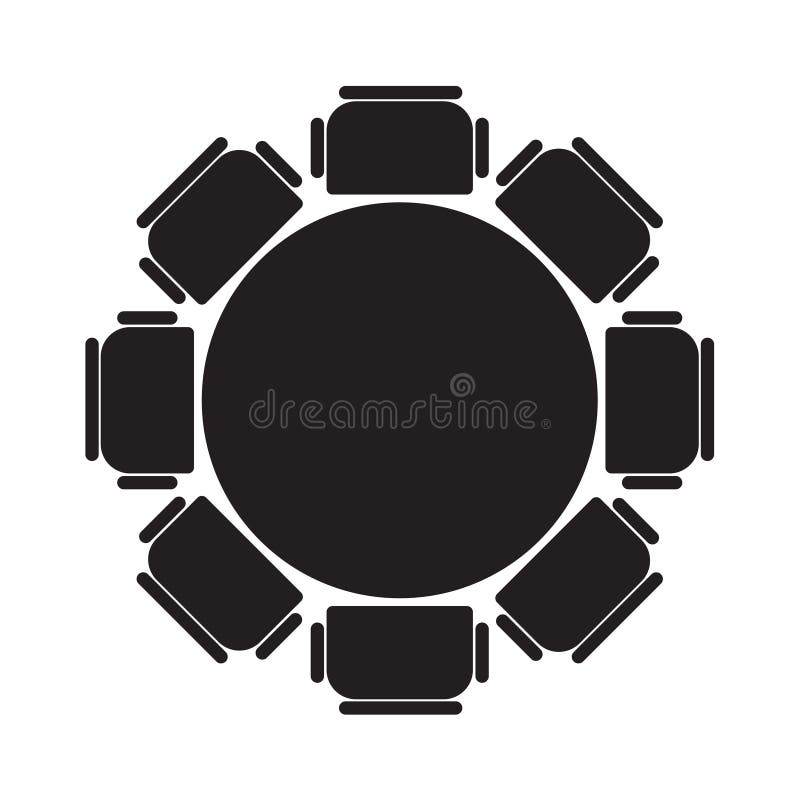 Round Table and Chairs Icon Stock Vector - Illustration of meeting ...