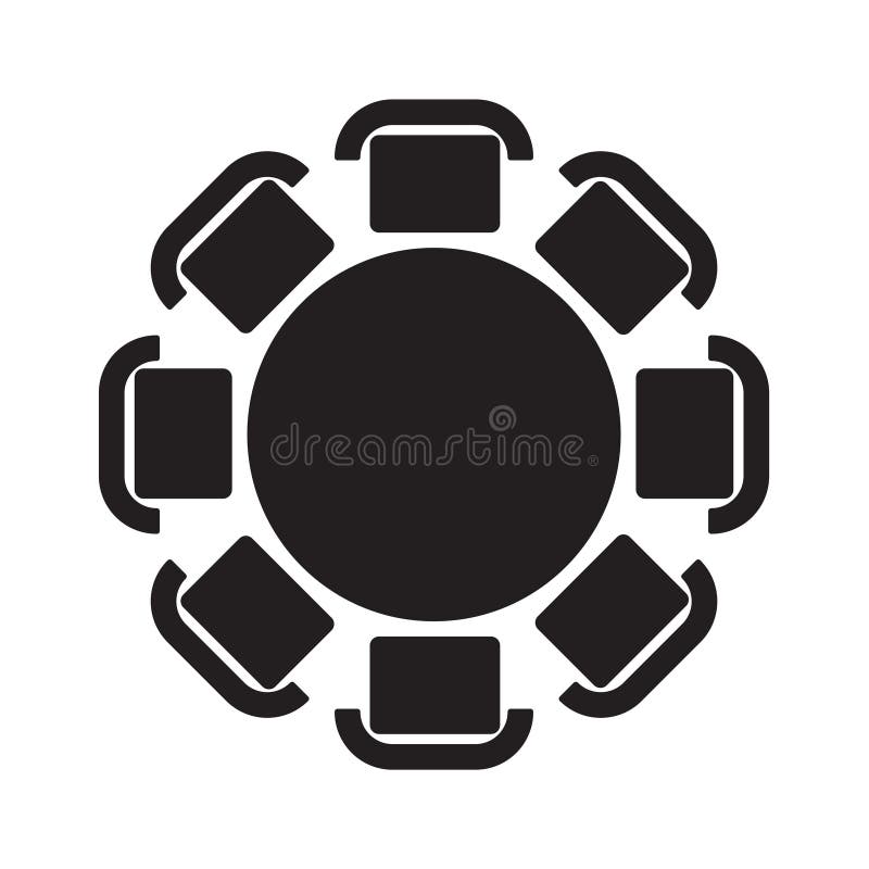 Round Table and Chairs Icon Stock Vector - Illustration of meeting ...