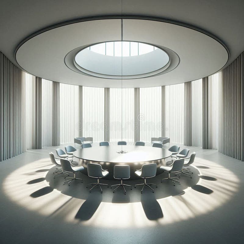 A Round Table with Chairs and a Round Table with a Round Circle in the ...