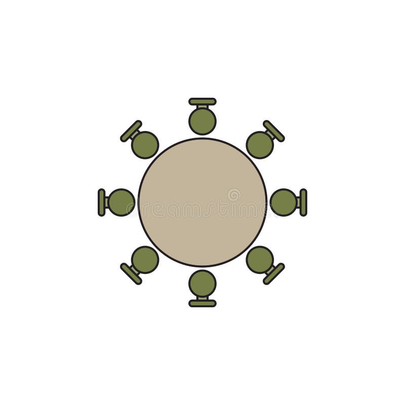 Round Table and Chairs Top View Vector Icon Isolated on White ...