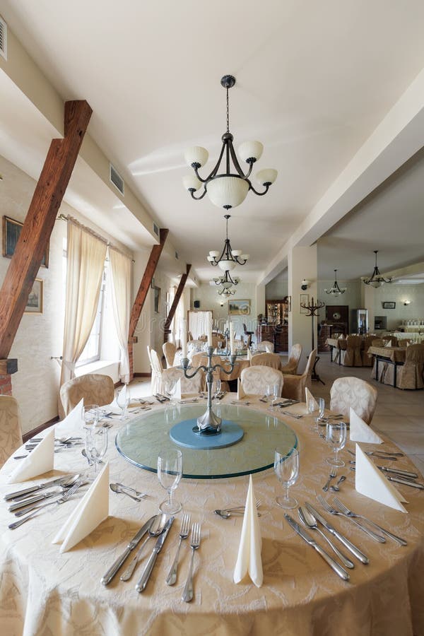 Round Table in Elegant Restaurant Stock Photo - Image of hotel ...