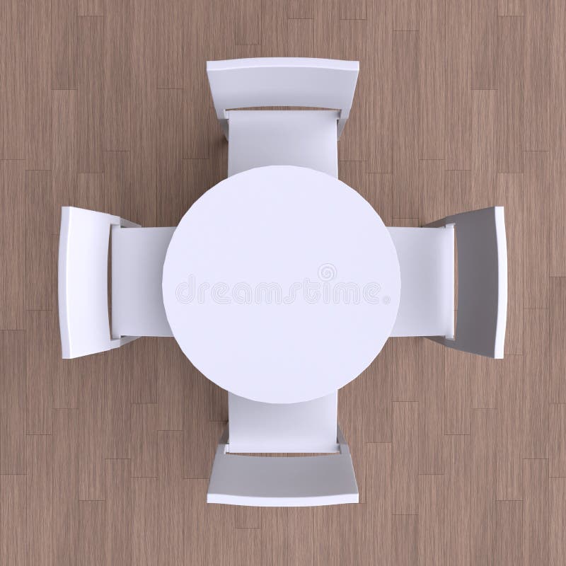 Round Table with Four Chairs. Stock Illustration - Illustration of ...