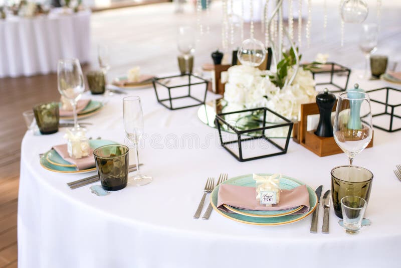 Round Table for Guests in the Restaurant during Preparations for the ...
