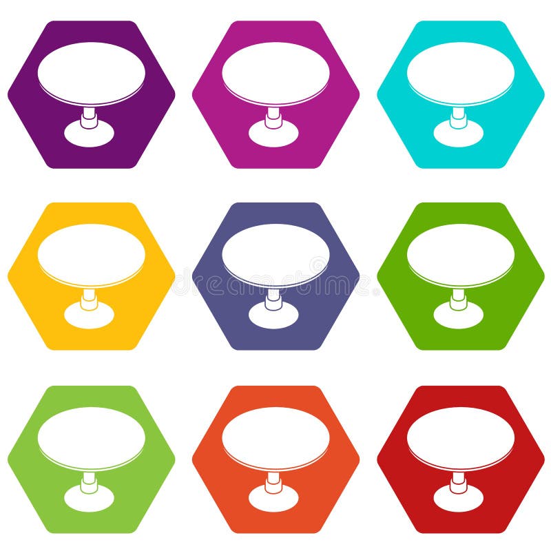 Round Table Icons Set 9 Vector Stock Vector - Illustration of fast ...