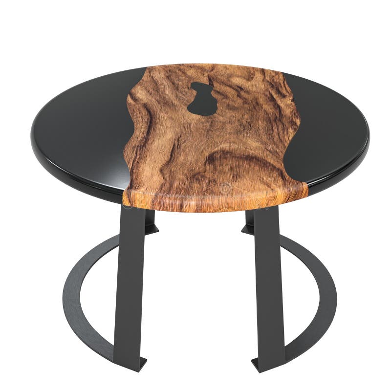 Round Table Made of Slab of Wood and Epoxy Resin. 3D Rendering Stock ...