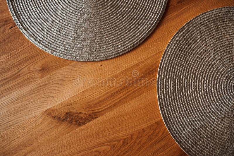 Round Table Mat or Placemat on Oakwood Table Stock Photo - Image of ...