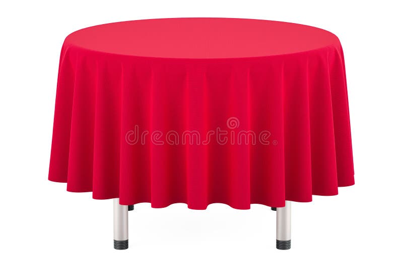 Round Table with Red Table Cloth. 3D Rendering Stock Illustration ...