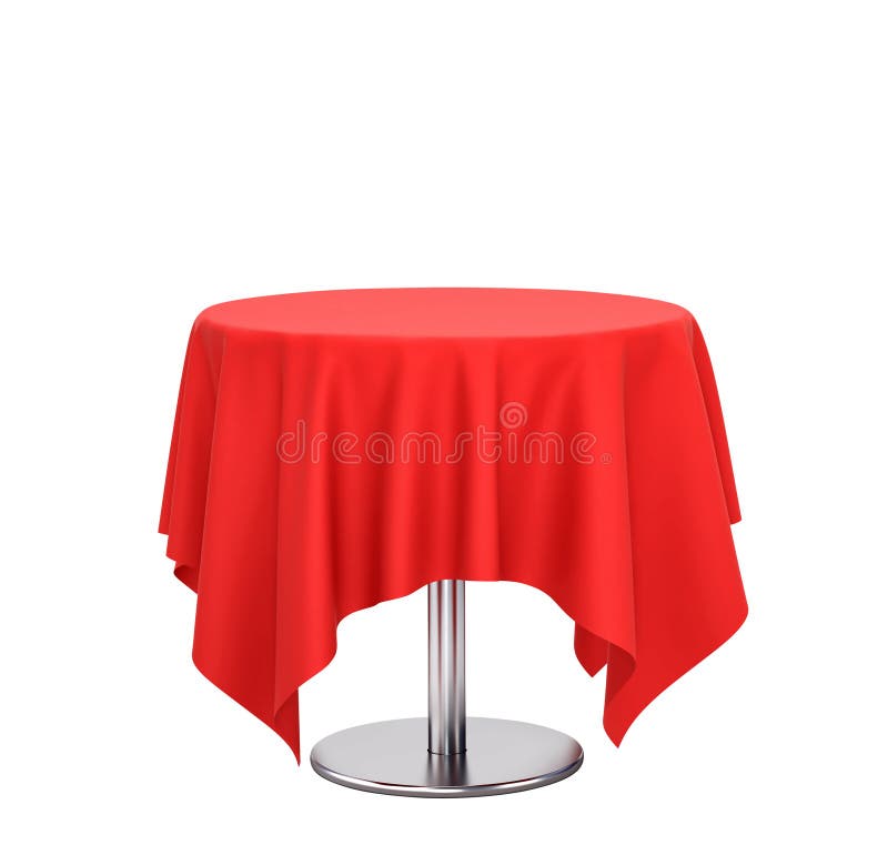 Round Table with Red Tablecloth Stock Illustration - Illustration of ...