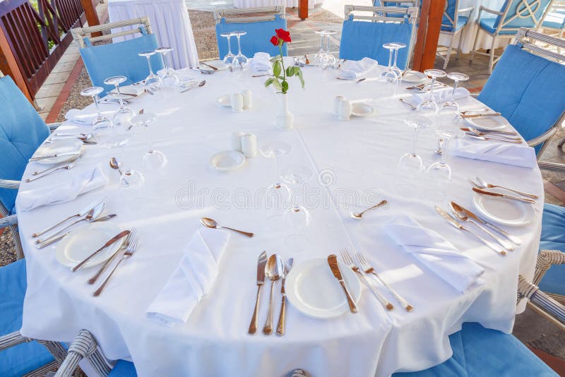 A Round Table in the Restaurant, Served for 12 Persons, View Fro Stock ...