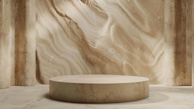 A Round Table in a Room with Elegant Marble Walls. Ideal for Interior ...
