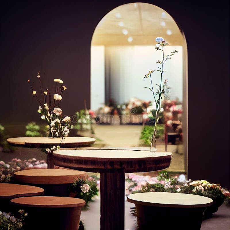 Round Table in the Rustic Cafe, Empty Wooden Table for Product ...
