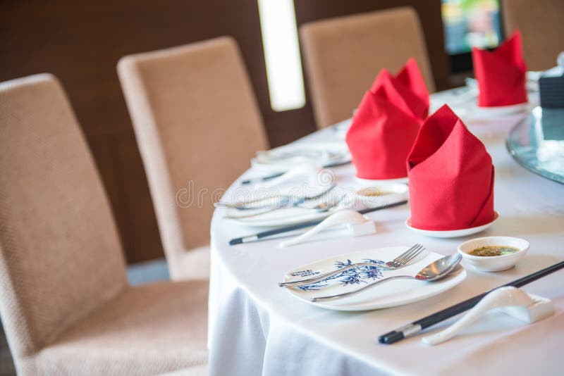 The Round Table Set in Chinese Restaurant Stock Photo - Image of table ...