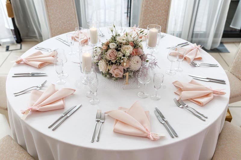 Round table setting stock photo. Image of hall, chic - 314979344