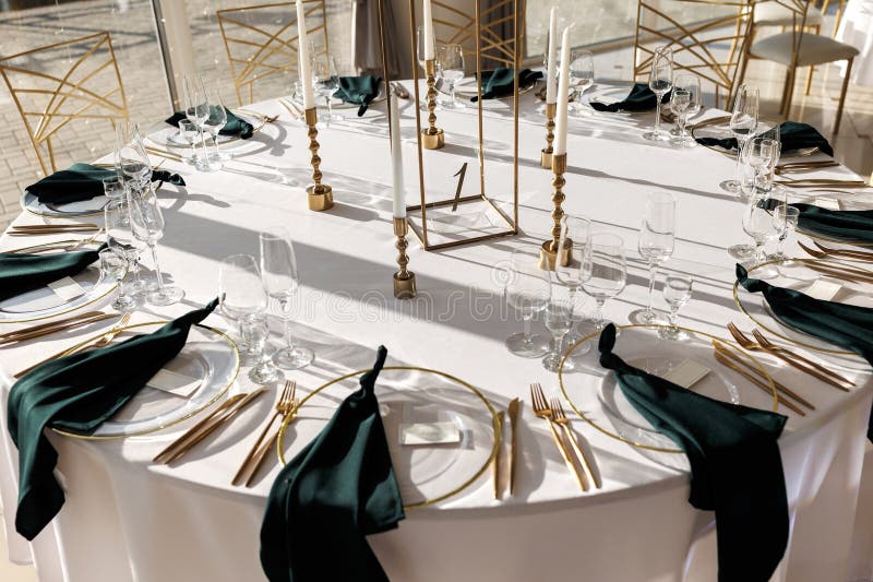 Round table setting stock image. Image of bright, indoor - 314979427