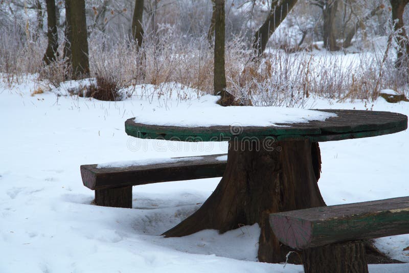 Round Table stock image. Image of nature, snow, brown - 111364239