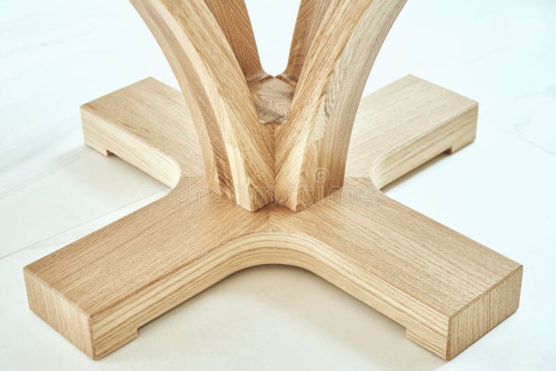 Round Table Solid Wooden Base. Modern Wooden Coffee Table Close-up ...