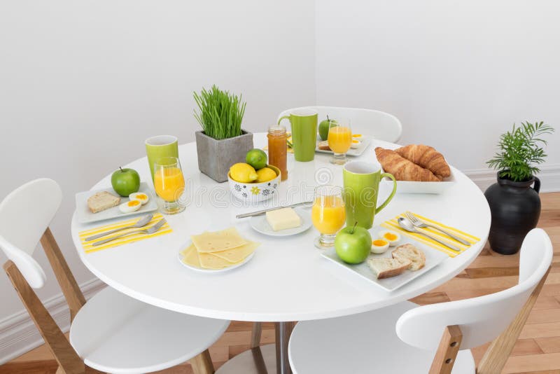 Round Table with Tasty Breakfast Stock Image - Image of dining ...