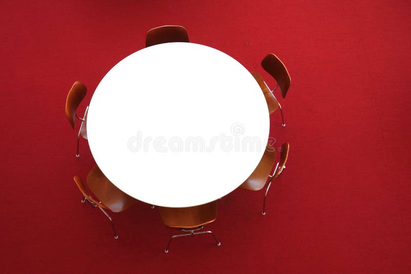 Top View of a Conference Room. a White Round Table and Six Chairs ...