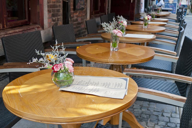Round Tables Out of a Restaurant Stock Photo - Image of dinner, round ...