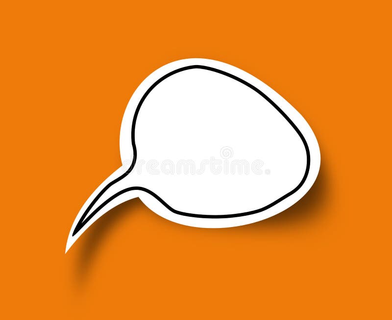 Round Talk Bubble with Stroke Line and Drop Shadow on Orange Background ...