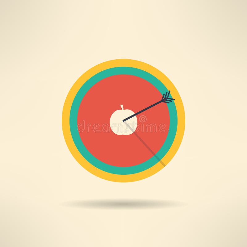 Round Target Board with Arrow in the Apple Center Stock Vector ...