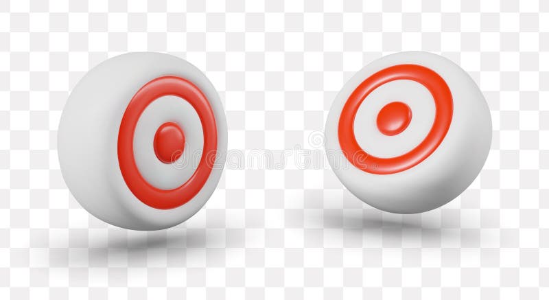 Round Target in 3D Cartoon Style with Red Bullseye. Goal Symbol Stock ...