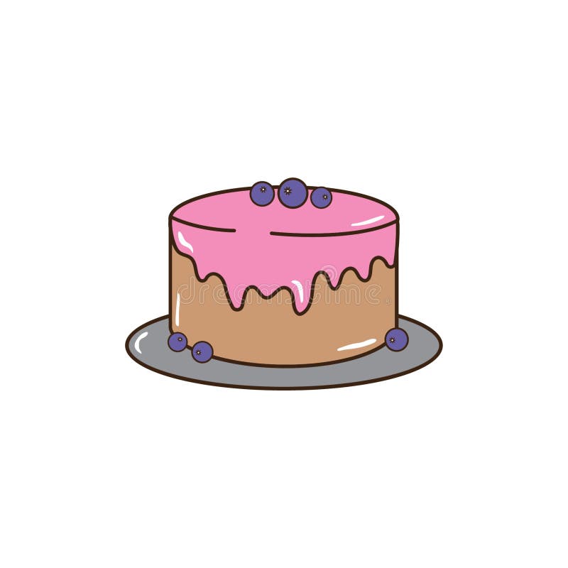 Round Tart Cake Design Icon Illustration Birthday Vector Stock Vector ...