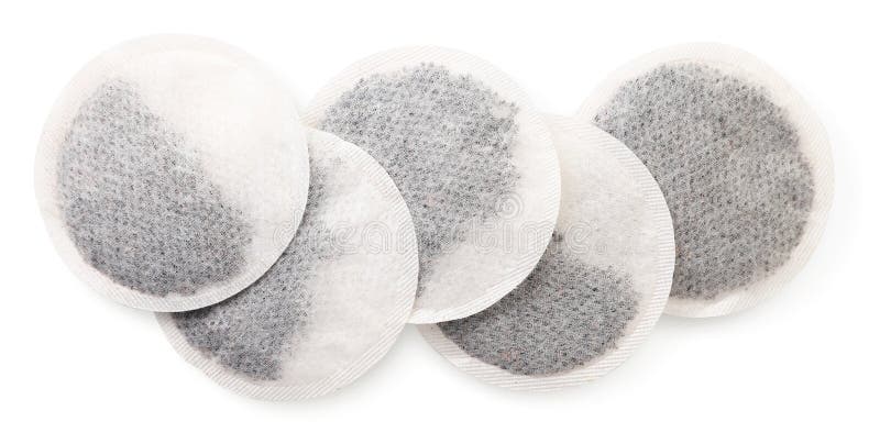 Round Tea Bags on White Background, Isolated. the View from Top Stock ...