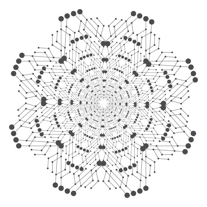 Round Technology Mandala Template with Connecting Lines and Dots ...
