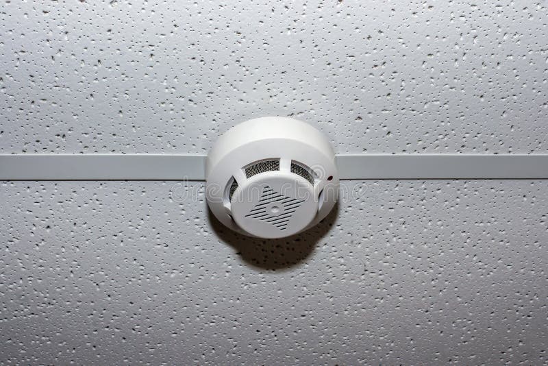 Round Temperature Sensor on the Ceiling. Fire Alarm Stock Photo - Image ...