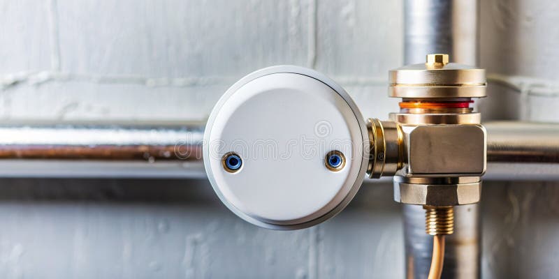 Round Temperature Sensor on the Hot Water Pipe Generative by AI Stock ...