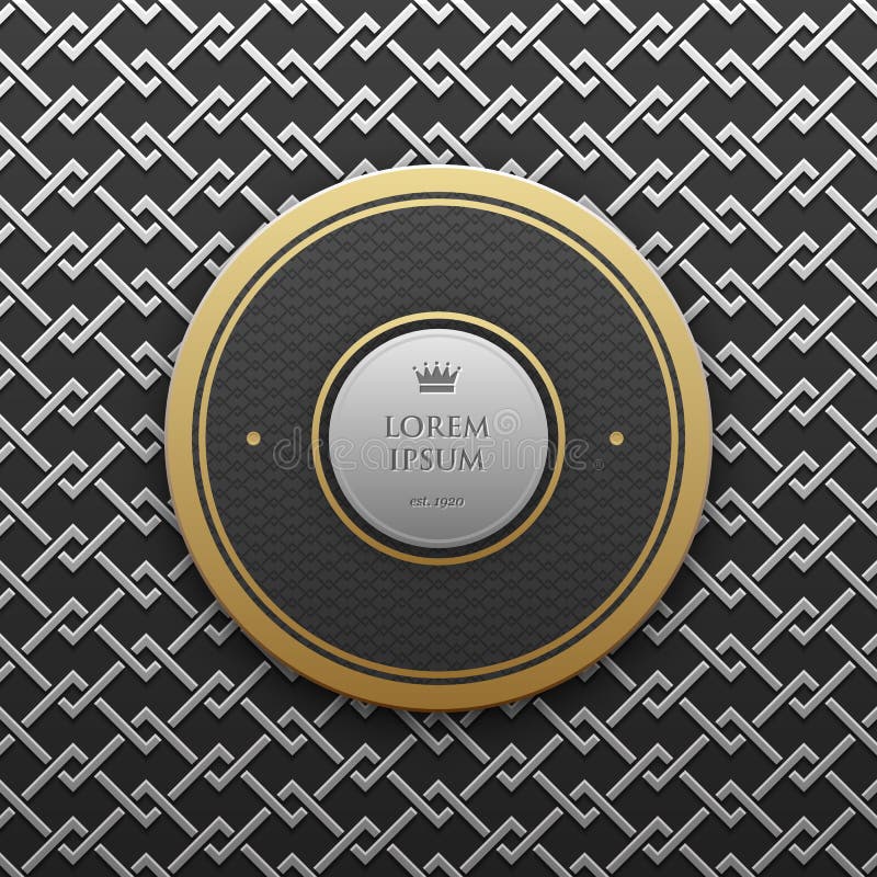 Round Text Banner Template on Silver/platinum Metallic Background with ...