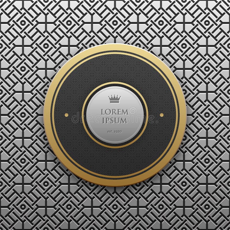 Round Text Banner Template on Silver/platinum Metallic Background with ...