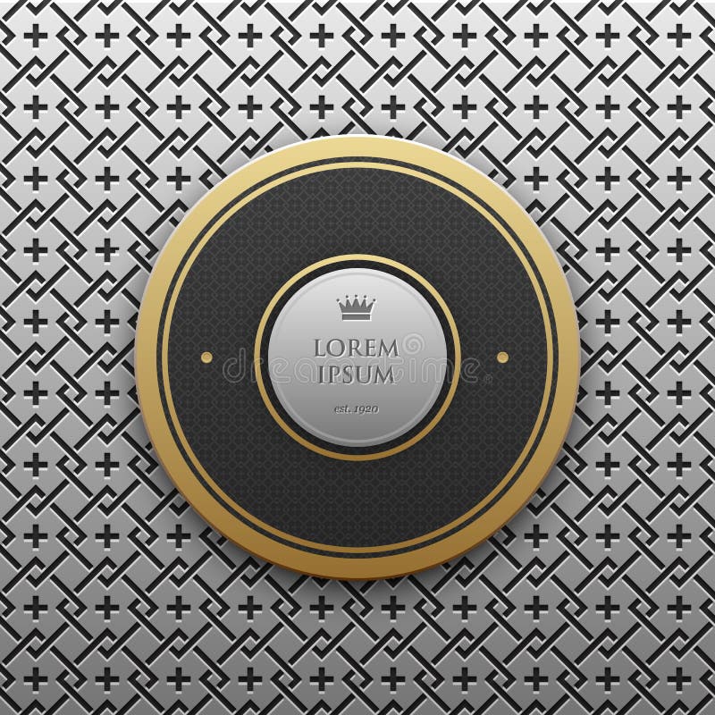 Round Text Banner Template on Silver/platinum Metallic Background with ...