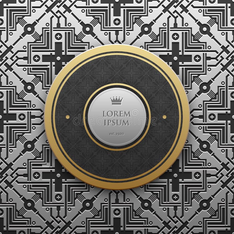 Round Text Banner Template on Silver/platinum Metallic Background with ...