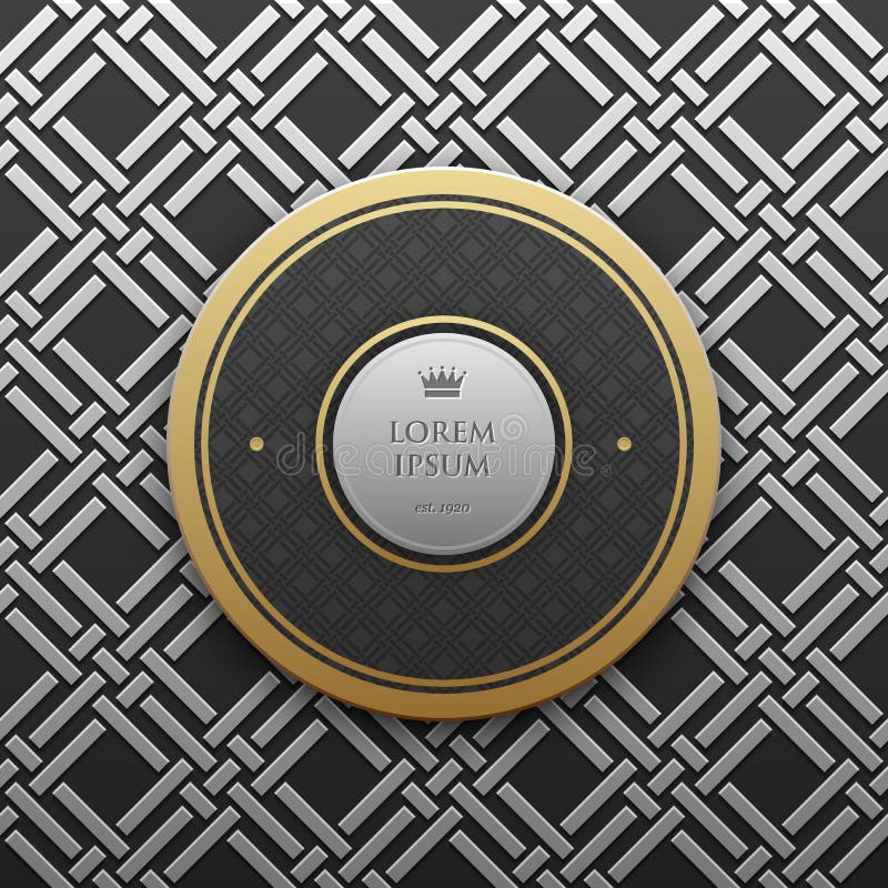 Round Text Banner Template on Silver/platinum Metallic Background with ...
