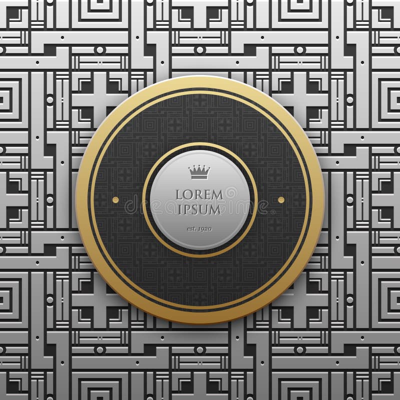 Round Text Banner Template on Silver/platinum Metallic Background with ...